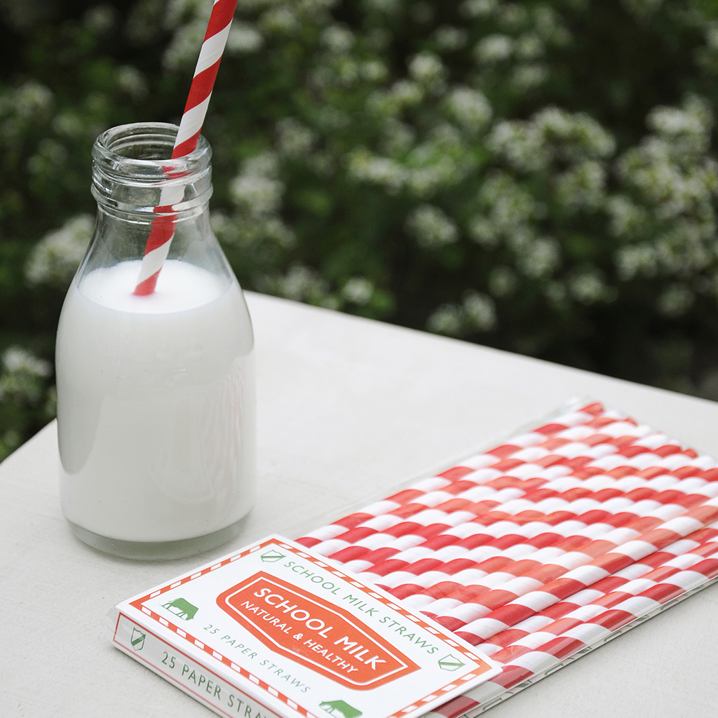 Pack Of 25 School Milk Paper Straws | ﻿Rex London
