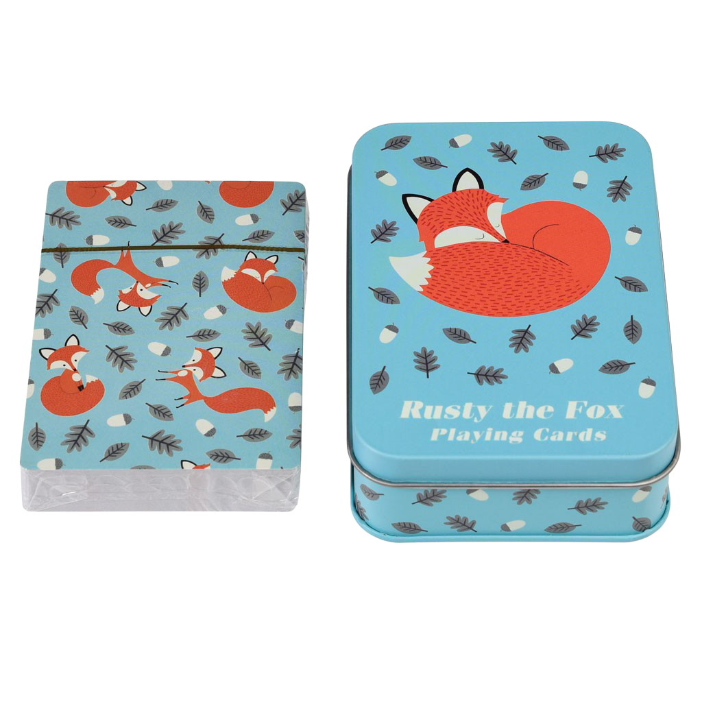RUSTY THE FOX PLAYING CARDS IN A TIN | ﻿Rex London