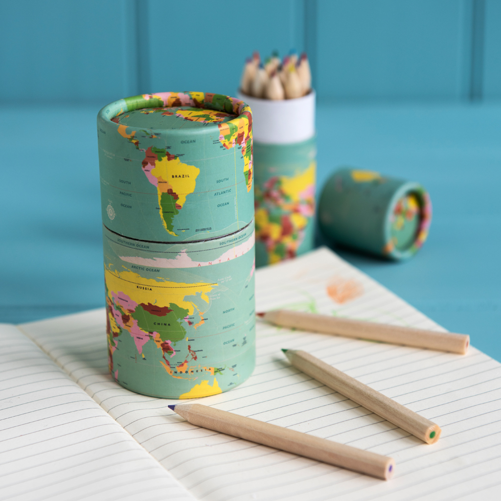 SET OF 36 WORLD MAP COLOURING PENCILS | ﻿Rex London