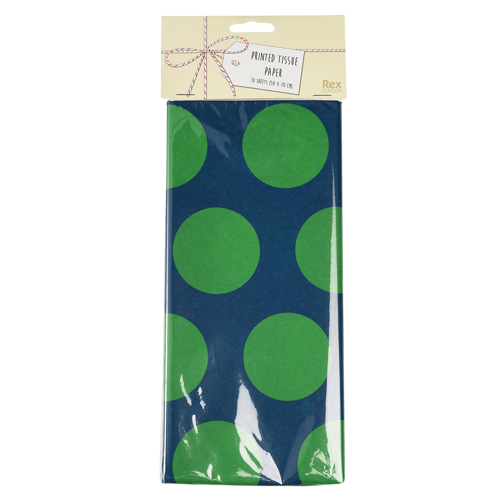 Green On Blue Spotlight Tissue Paper (10 Sheets) | ﻿Rex London