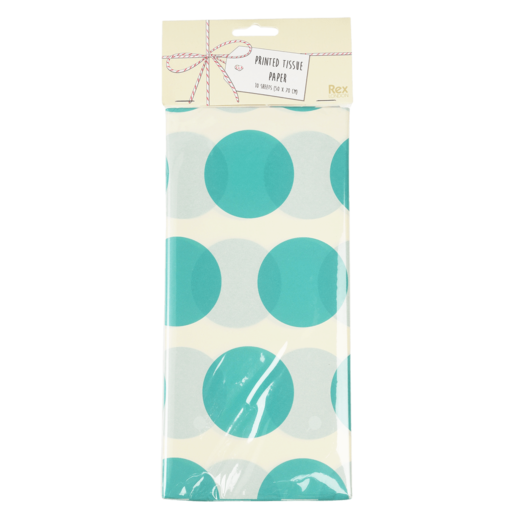 Turquoise On White Spotlight Tissue Paper (10 Sheets) | ﻿Rex London