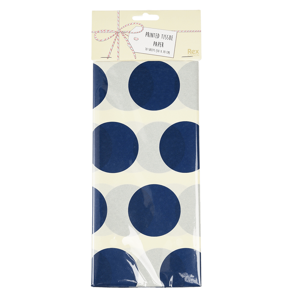 Navy On White Spotlight Tissue Paper (10 Sheets) | ﻿Rex London