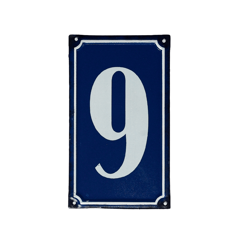 9 French Blue Metal Door Sign | ﻿Rex London