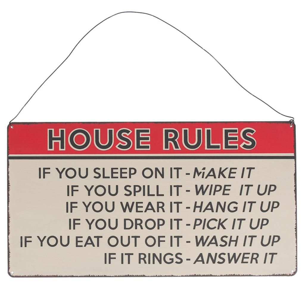 House Rules Hanging Metal Sign | ﻿Rex London
