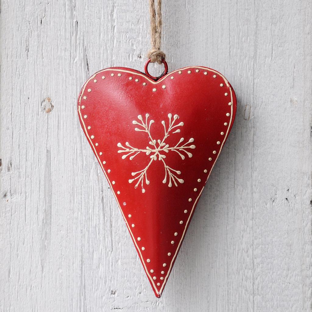 Red Rustic Snowflake Heart | ﻿Rex London