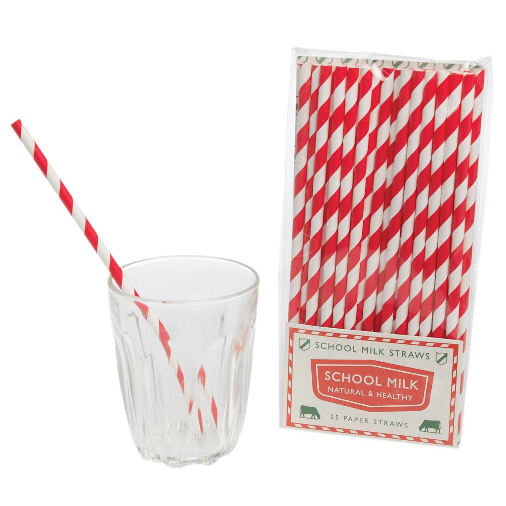 Pack Of 25 School Milk Paper Straws | ﻿Rex London