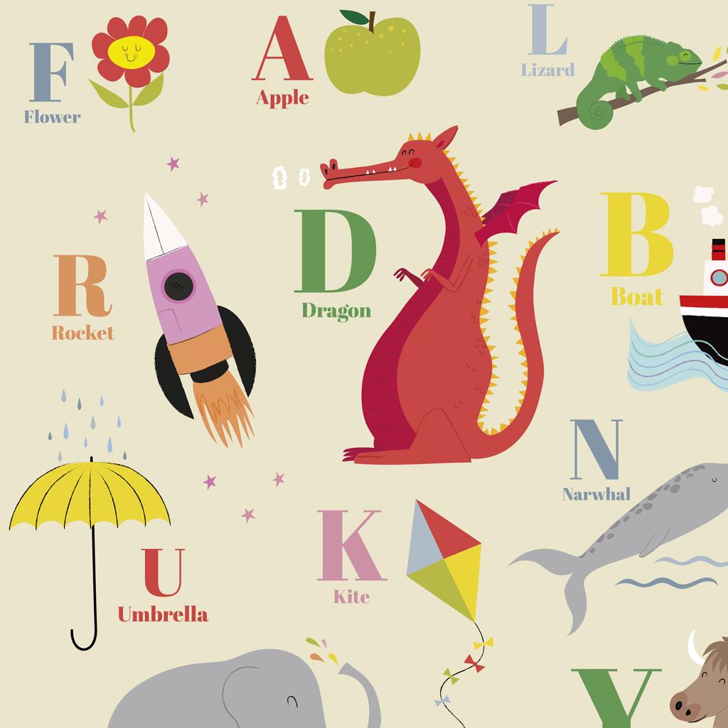 5 Sheets Of Children's A B C Wrapping Paper | ﻿Rex London