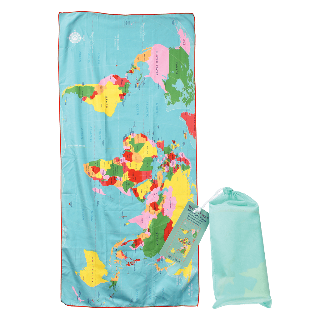 World Map Microfibre Towel | ﻿Rex London