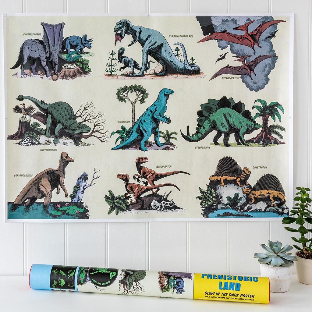 Prehistoric Land Glow In The Dark Poster | ﻿Rex London