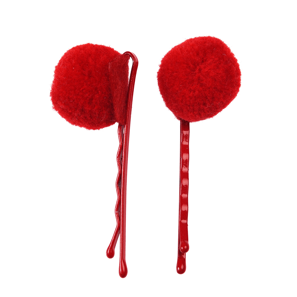 Red Pom Pom Hair Grips | ﻿Rex London