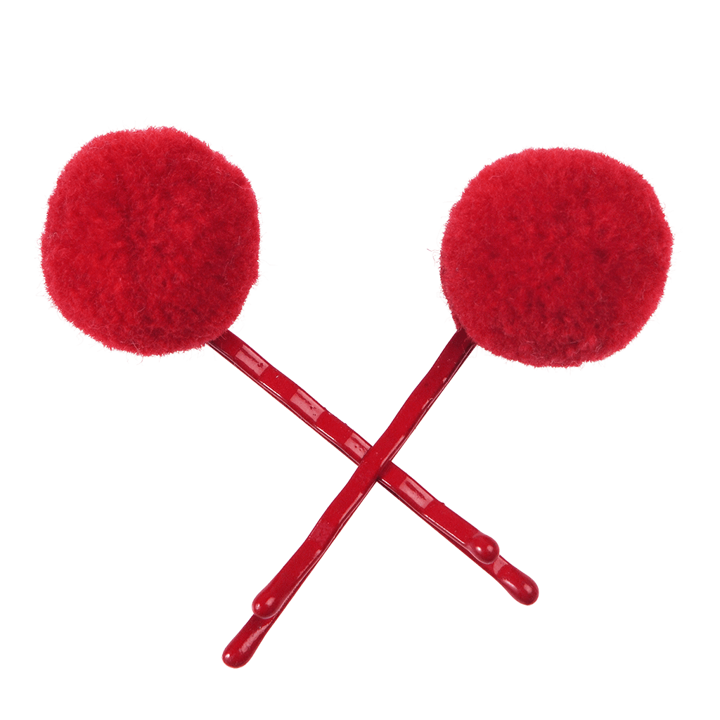 Red Pom Pom Hair Grips | ﻿Rex London