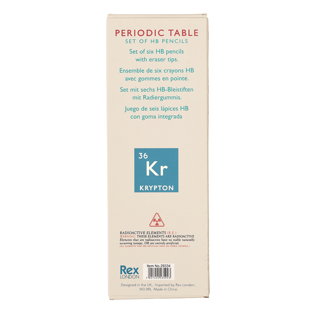 Periodic Table Hb Pencils (set Of Six) | ﻿Rex London