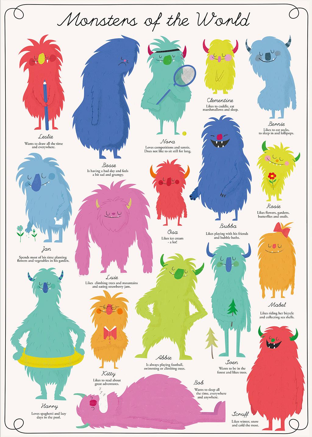 ﻿Monsters Of The World Wrapping Paper (5 Sheets) | ﻿Rex London