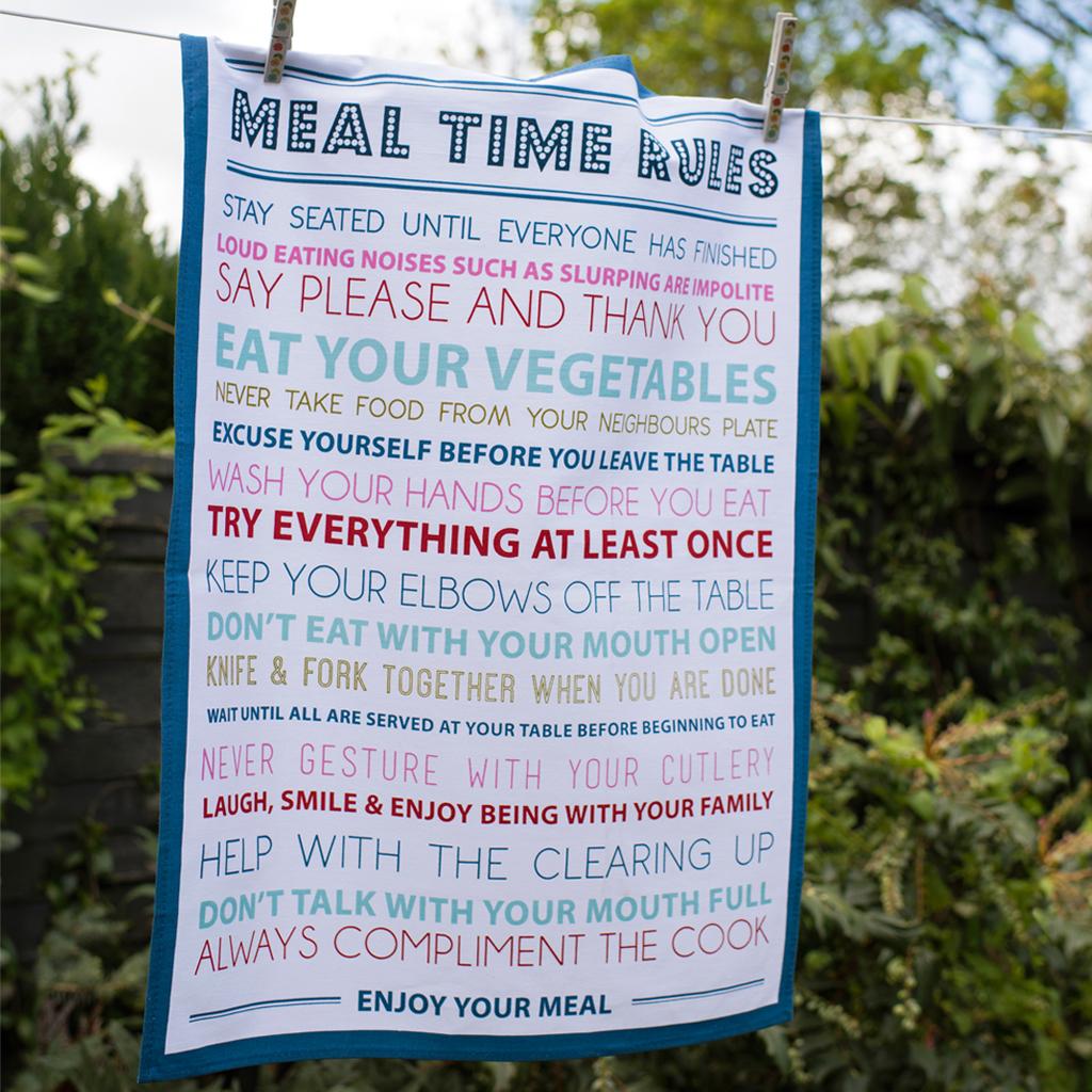 Meal Time Rules Tea Towel | ﻿Rex London