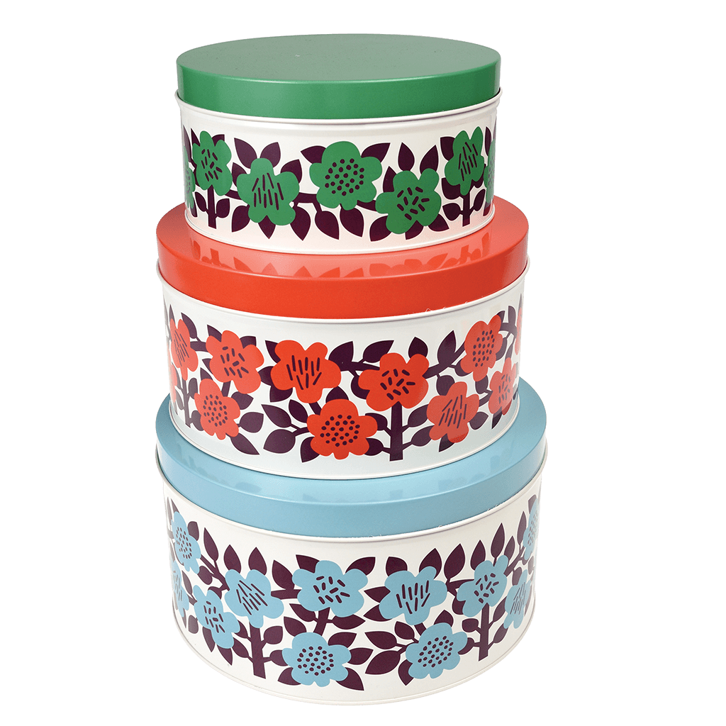 Astrid Flower Round Tins (set Of 3) | ﻿Rex London