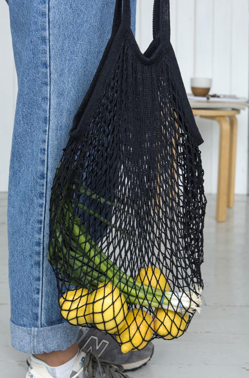 Black French Style String Shopping Bag | ﻿Rex London