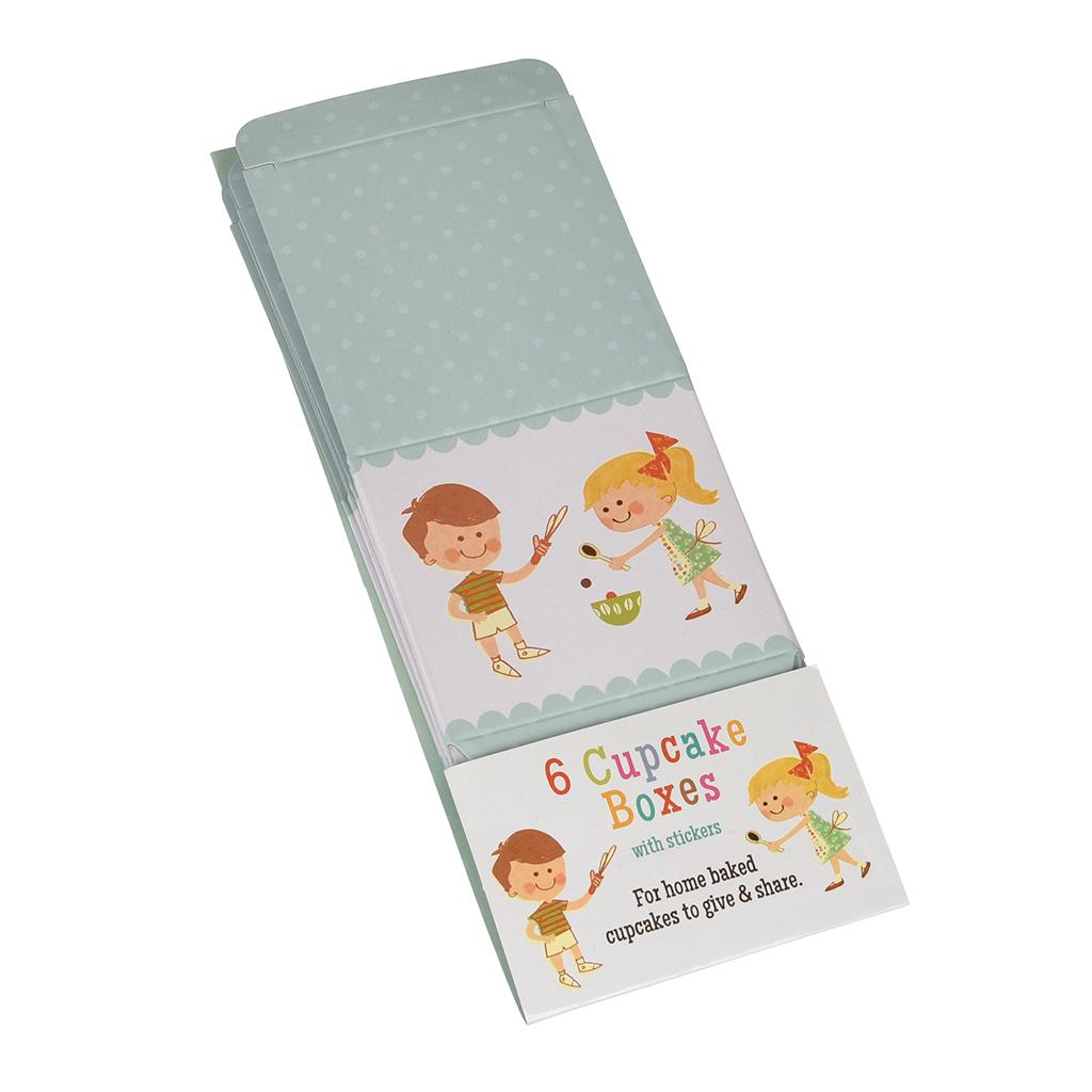 Six Cupcake Boxes With Stickers | ﻿Rex London