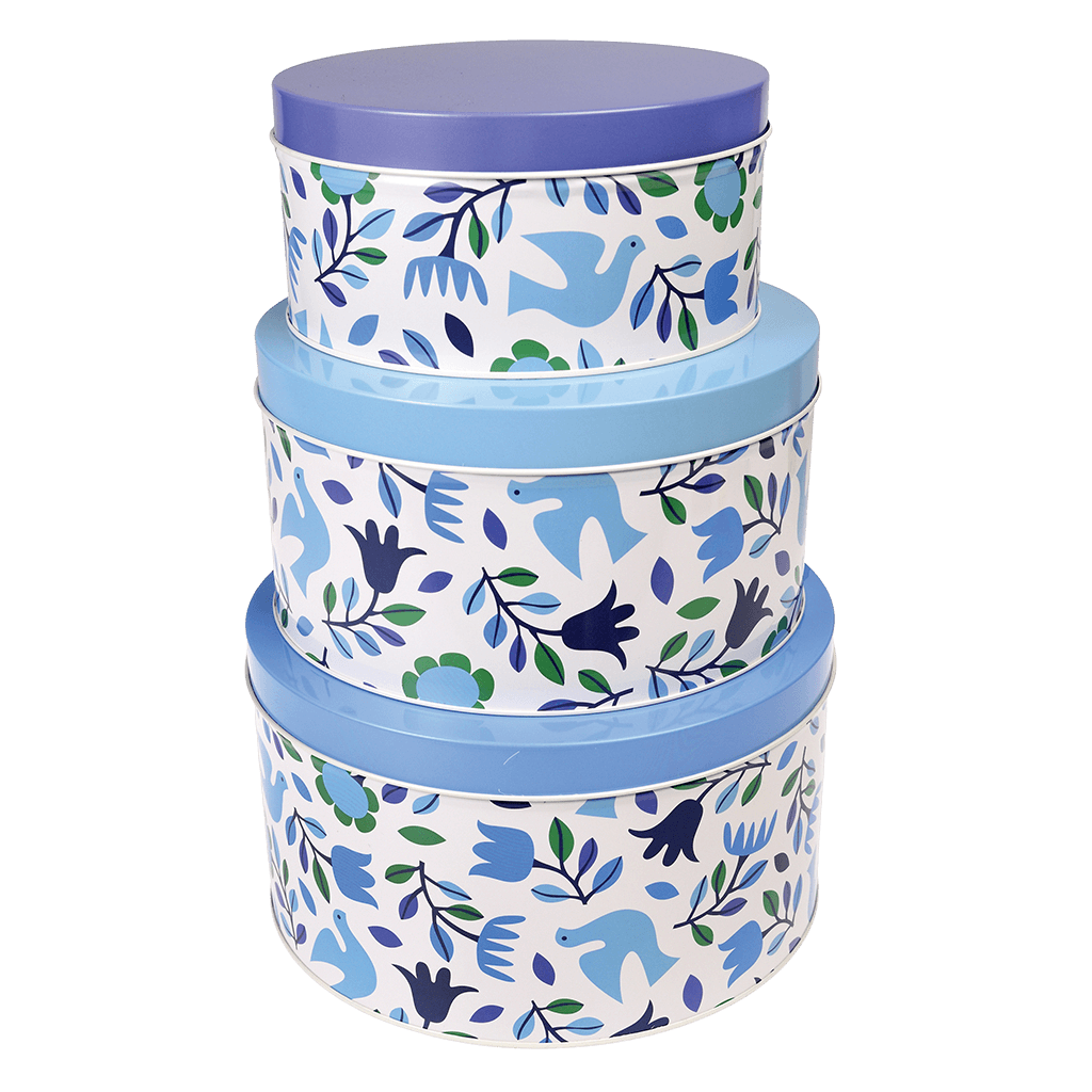 Folk Doves Round Tins (set Of 3) | ﻿Rex London