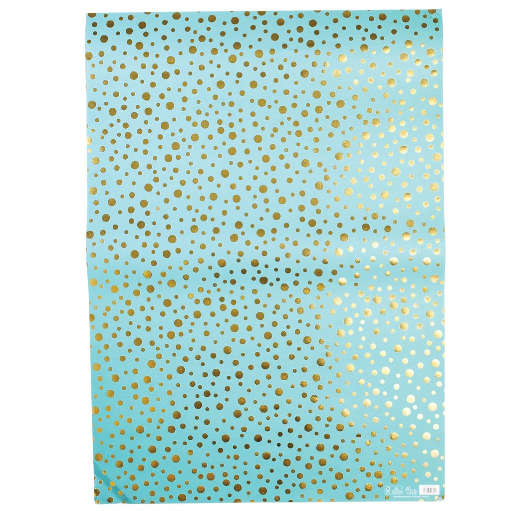 Gold Spot Sea Mist Wrapping Paper | ﻿Rex London