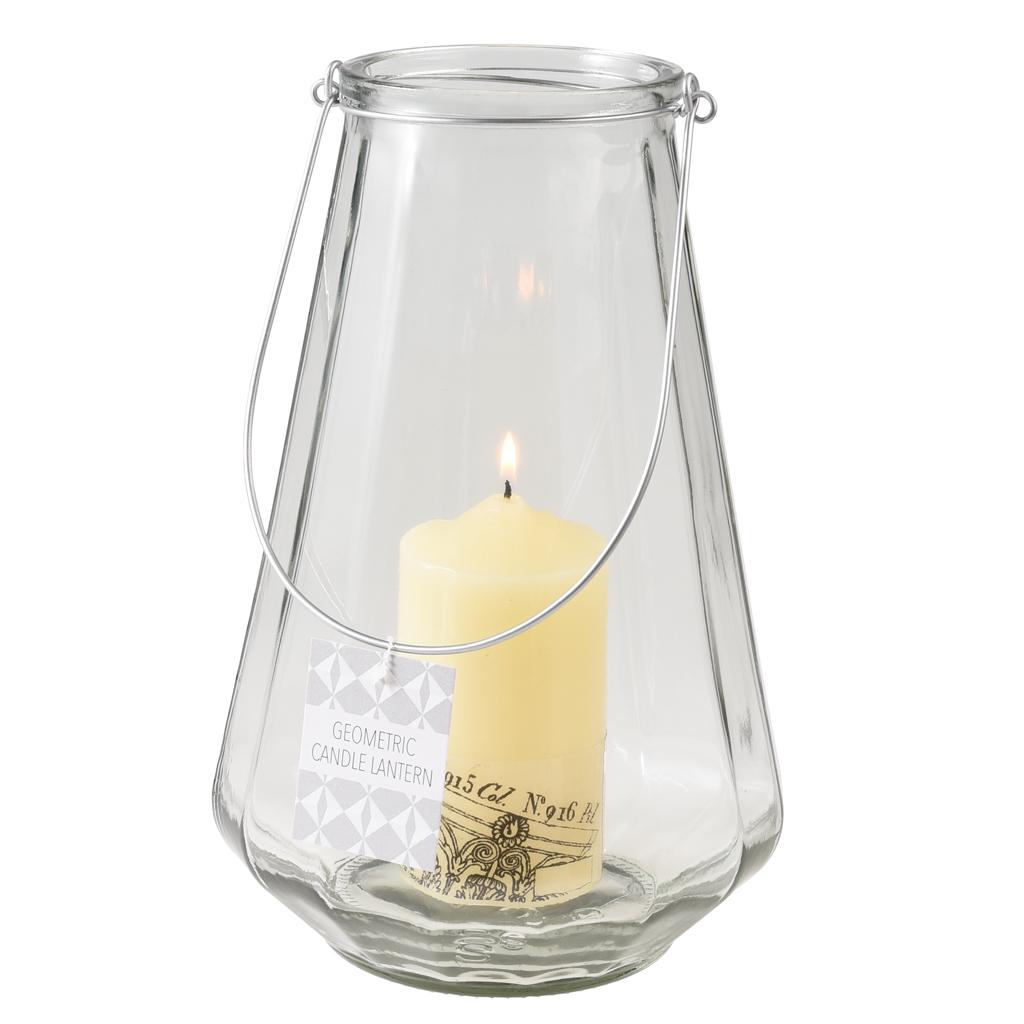 ﻿large Geometric Clear Candle Holder ﻿rex London