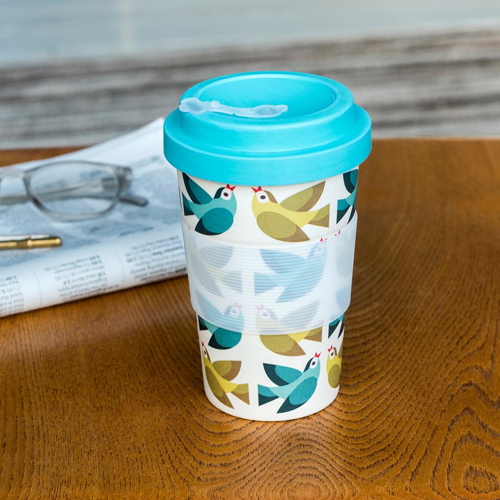 Love Birds Bamboo Travel Mug And Lid | ﻿Rex London
