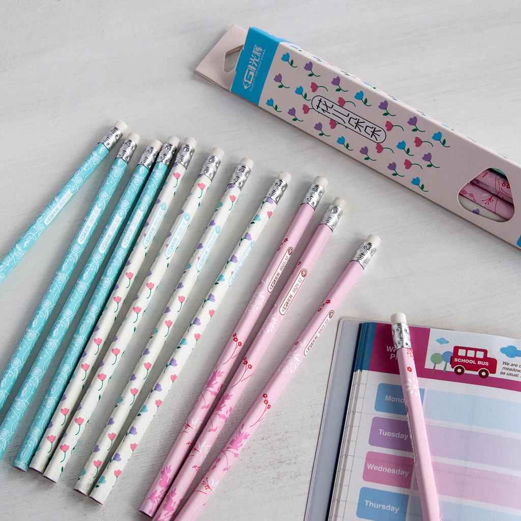 Pack Of 12 Triangular Pencils In Tulip Box | ﻿Rex London