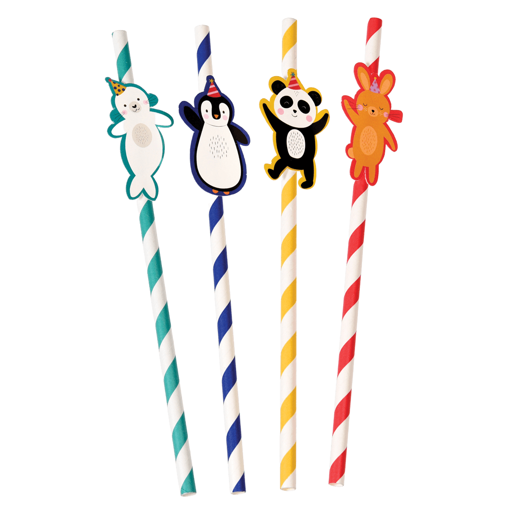 Party Animals Party Straws (pack Of 4) | ﻿Rex London