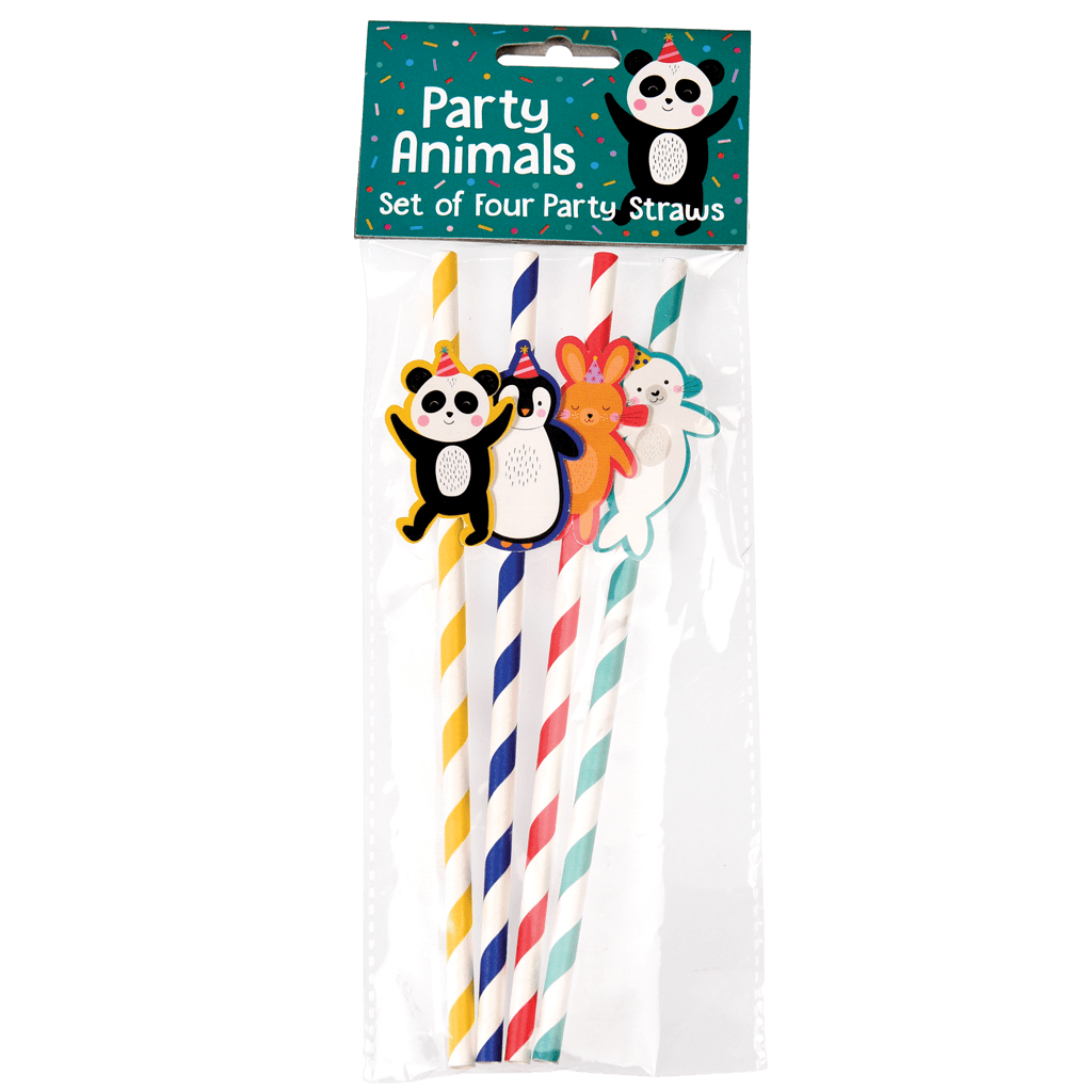 Party Animals Party Straws (pack Of 4) | ﻿Rex London