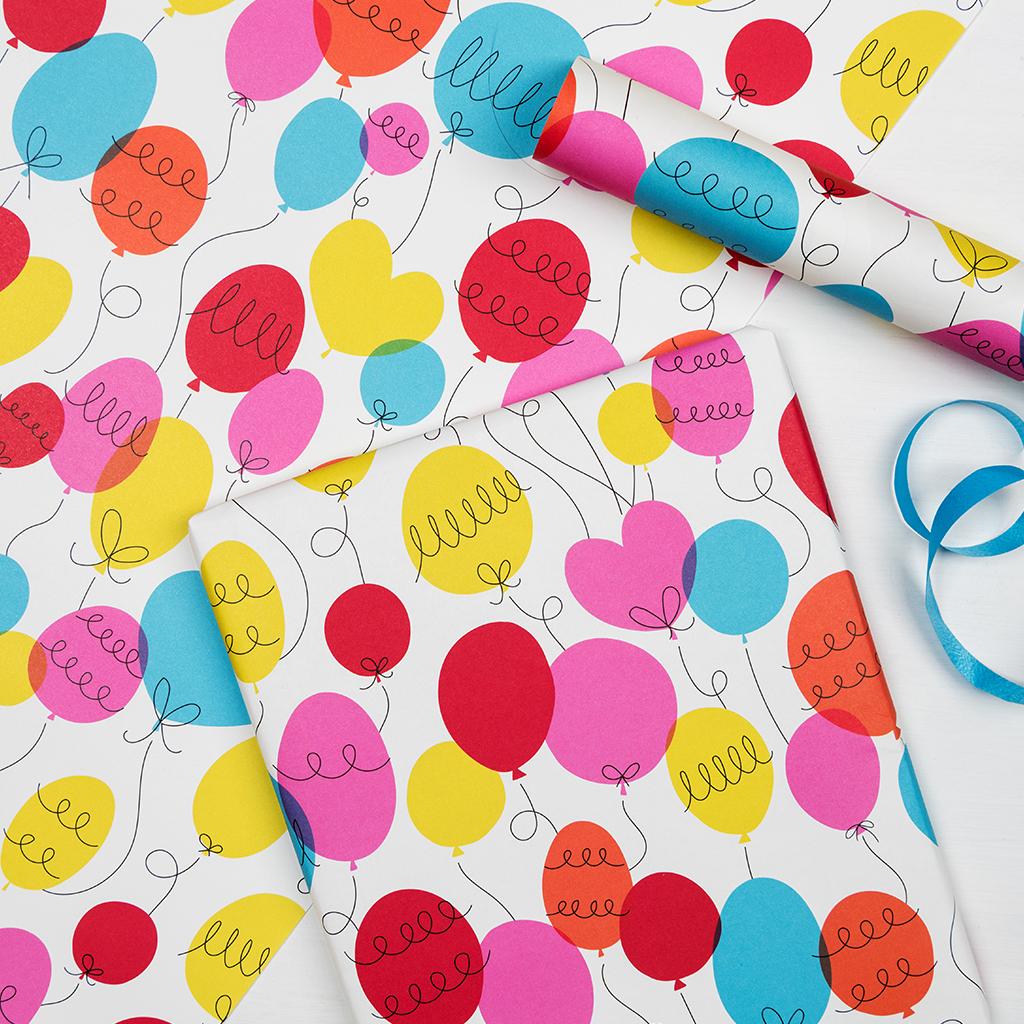 Party Balloon Wrapping Paper (5 Sheets) | ﻿Rex London