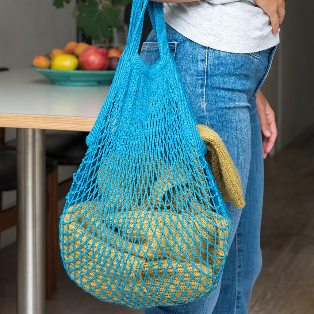 Petrol Blue French Style String Shopping Bag | ﻿Rex London