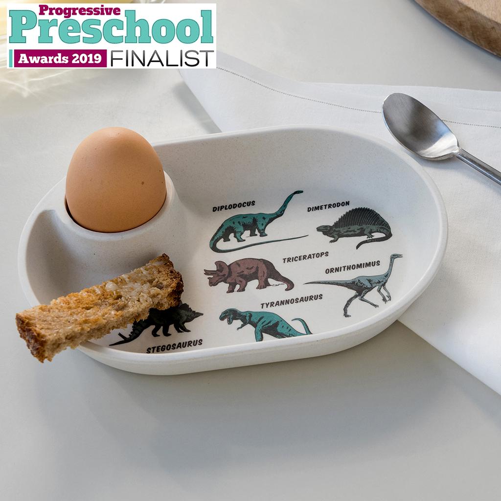 Prehistoric Land Bamboo Egg Plate | ﻿Rex London
