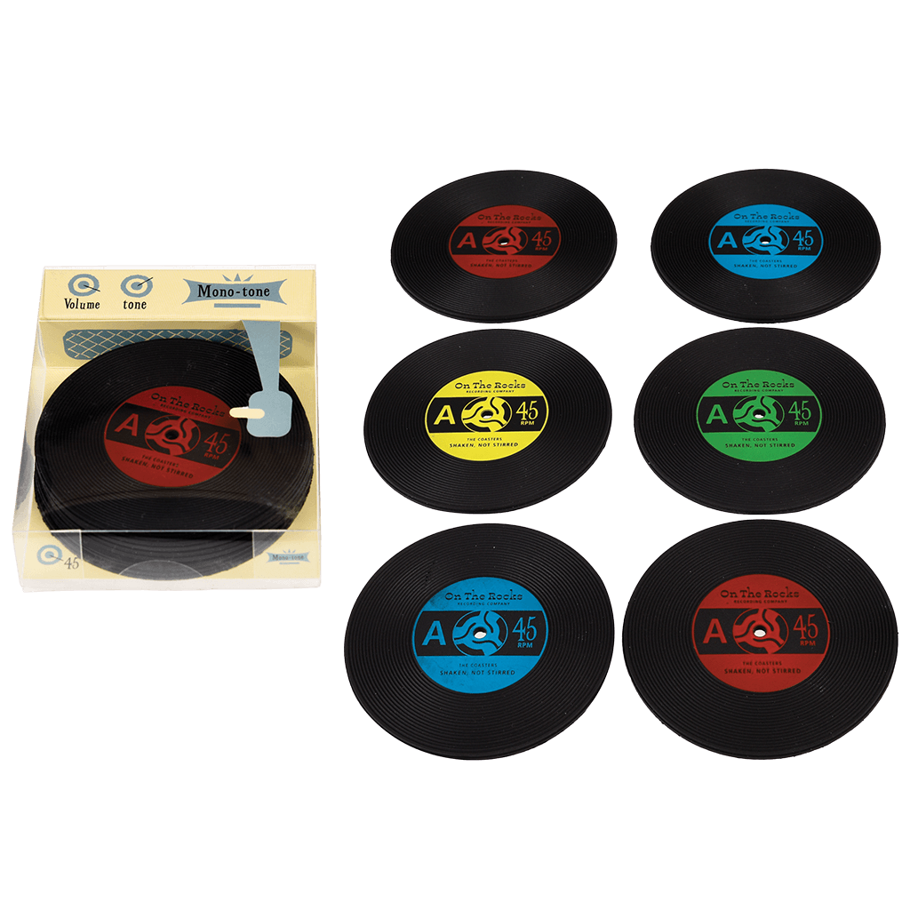 Set Of Six Silicone "Record" Coasters | ﻿Rex London