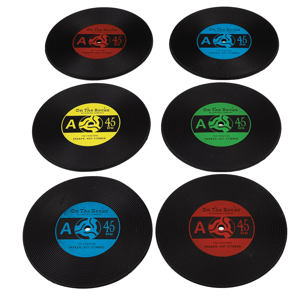 Set Of Six Silicone "Record" Coasters | ﻿Rex London