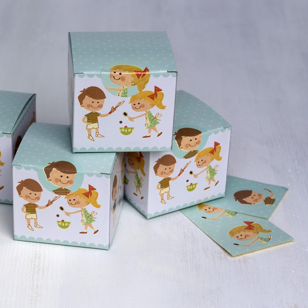Six Cupcake Boxes With Stickers | ﻿Rex London