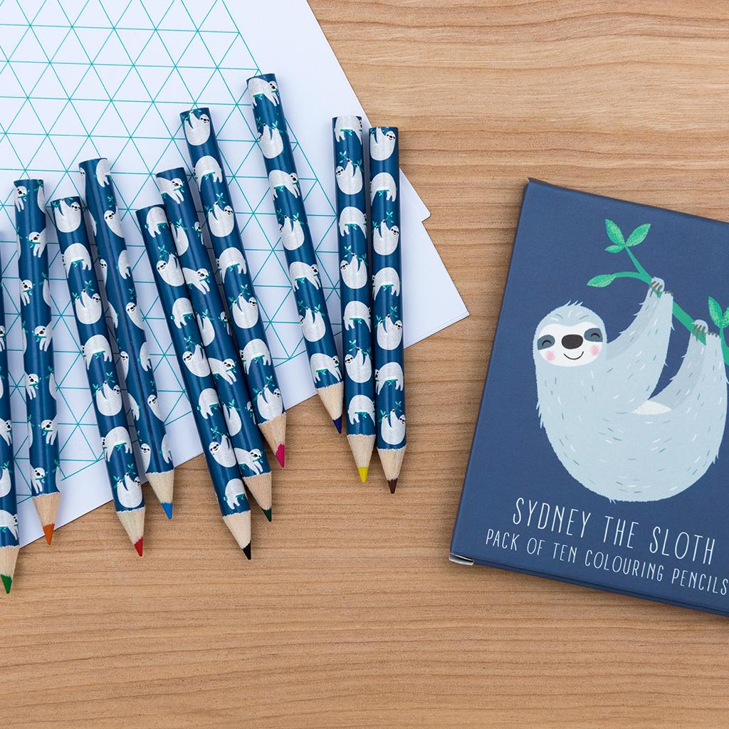 Sydney The Sloth Colouring Pencils (set Of 10) | ﻿Rex London