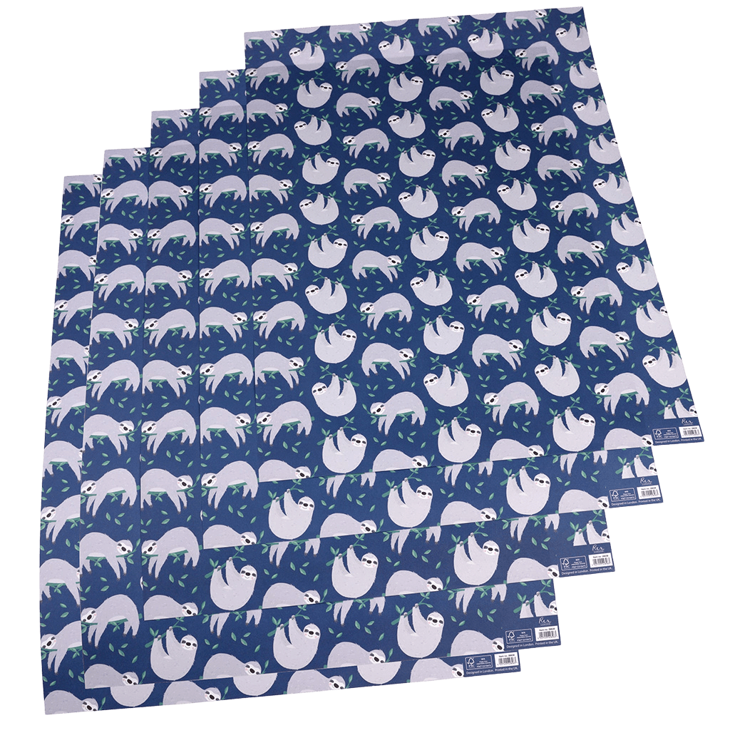 Sydney The Sloth Wrapping Paper (5 Sheets) | ﻿Rex London