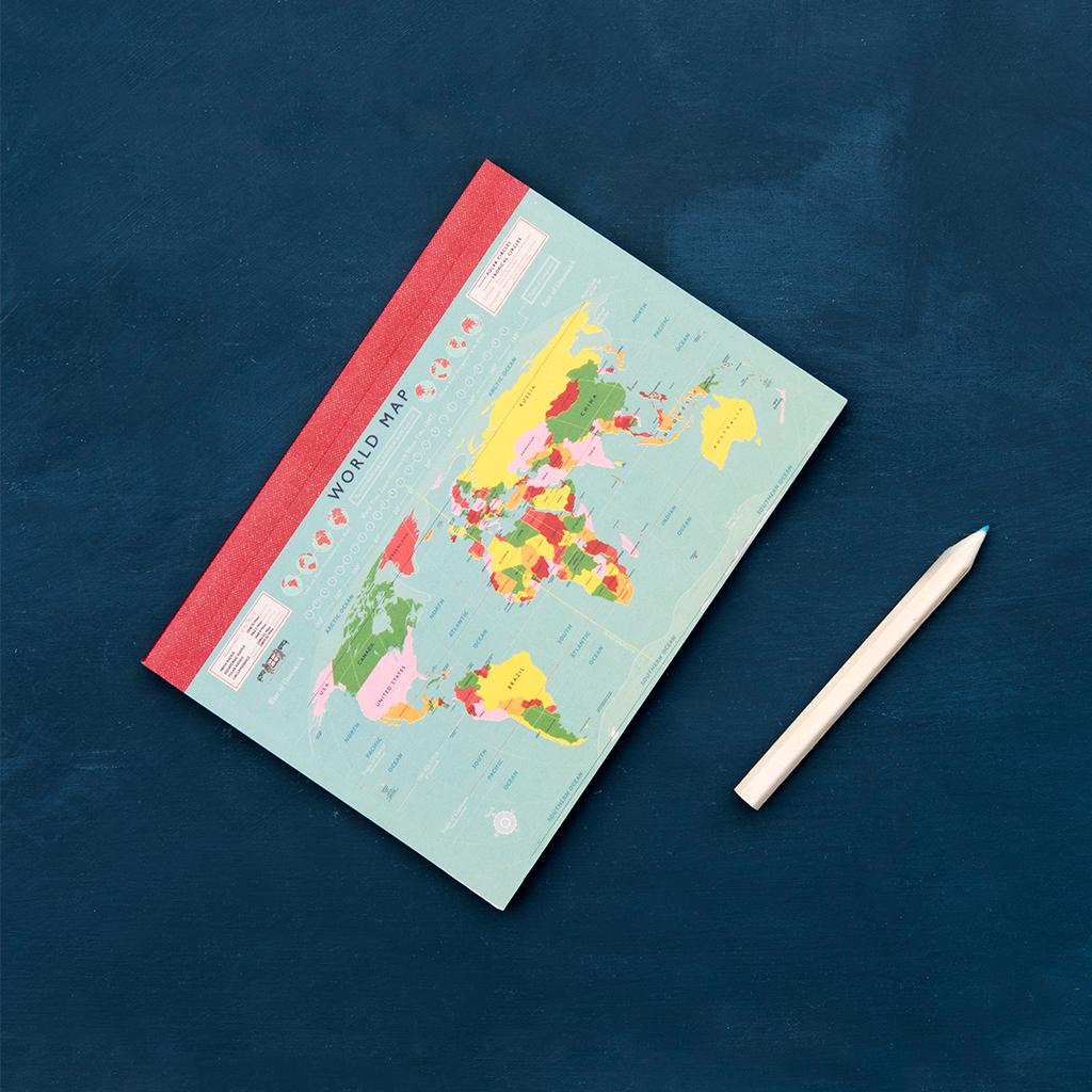 World Map A6 Notebook | ﻿Rex London