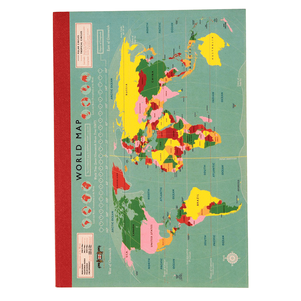 World Map A5 Notebook | ﻿Rex London