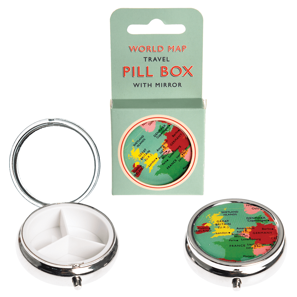 World Map Pill Box With Mirror | ﻿Rex London