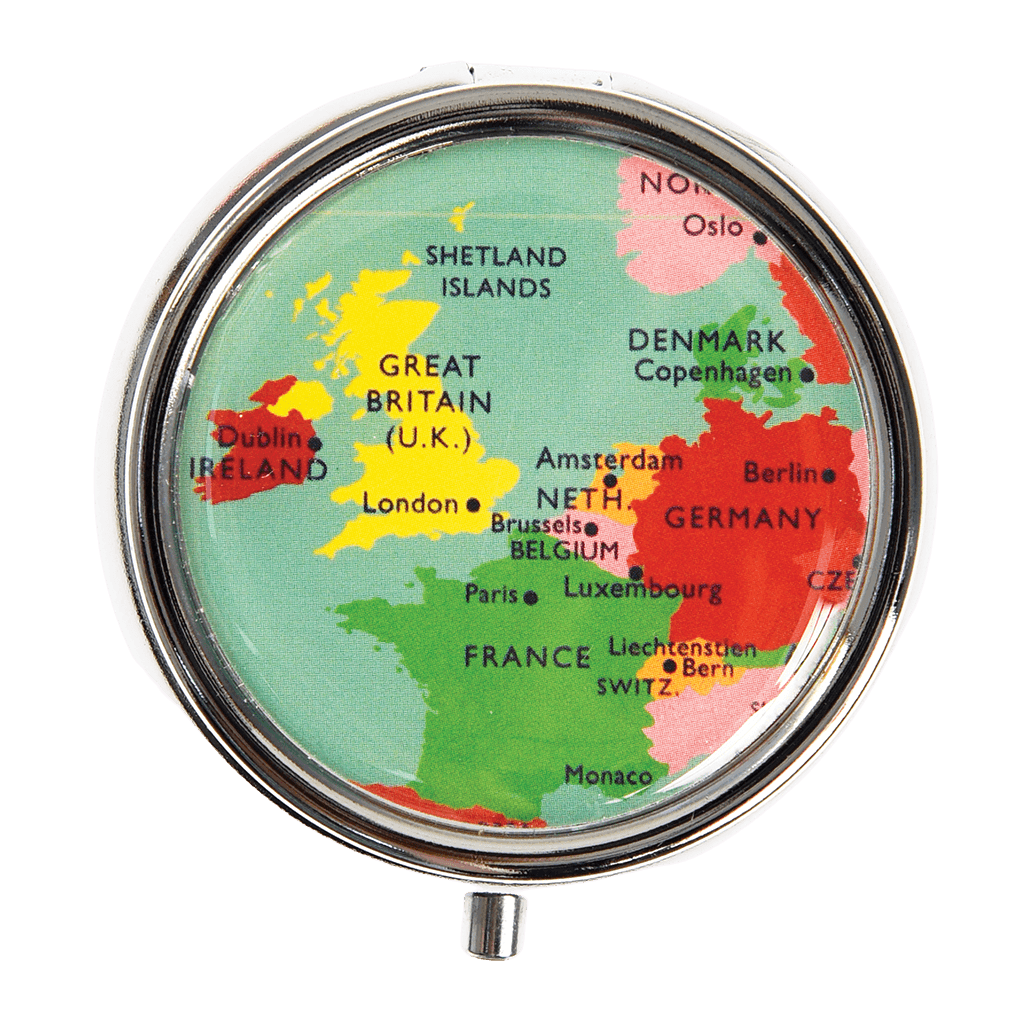 World Map Pill Box With Mirror | ﻿Rex London