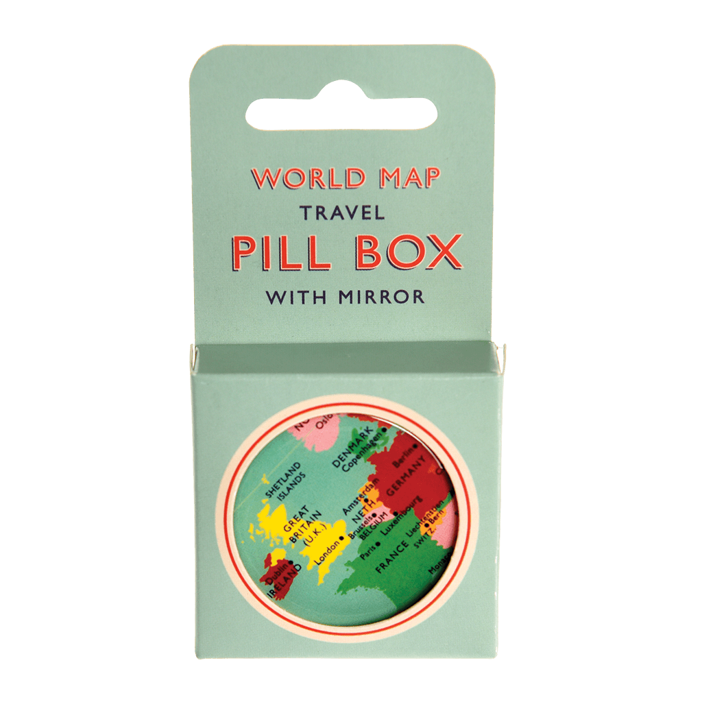 World Map Pill Box With Mirror | ﻿Rex London