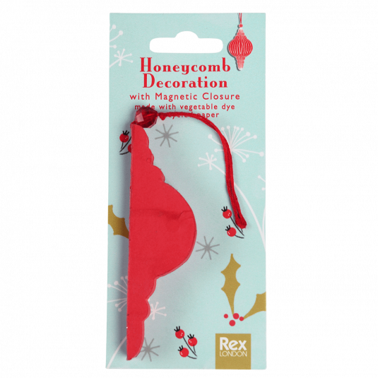 Red Classic Honeycomb Christmas Decoration | ﻿Rex London