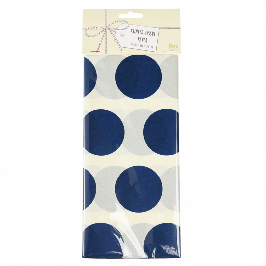 Navy On White Spotlight Tissue Paper (10 Sheets) | ﻿Rex London