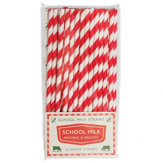 Pack Of 25 School Milk Paper Straws | ﻿Rex London