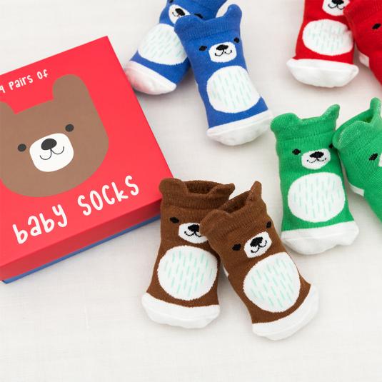 Bear Design Baby Socks (4 Pairs) | ﻿Rex London