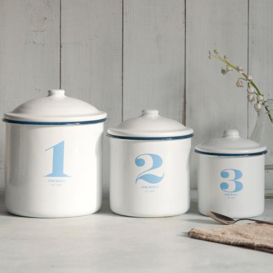 Set Of 3 Stacking Enamel Storage Containers | ﻿Rex London