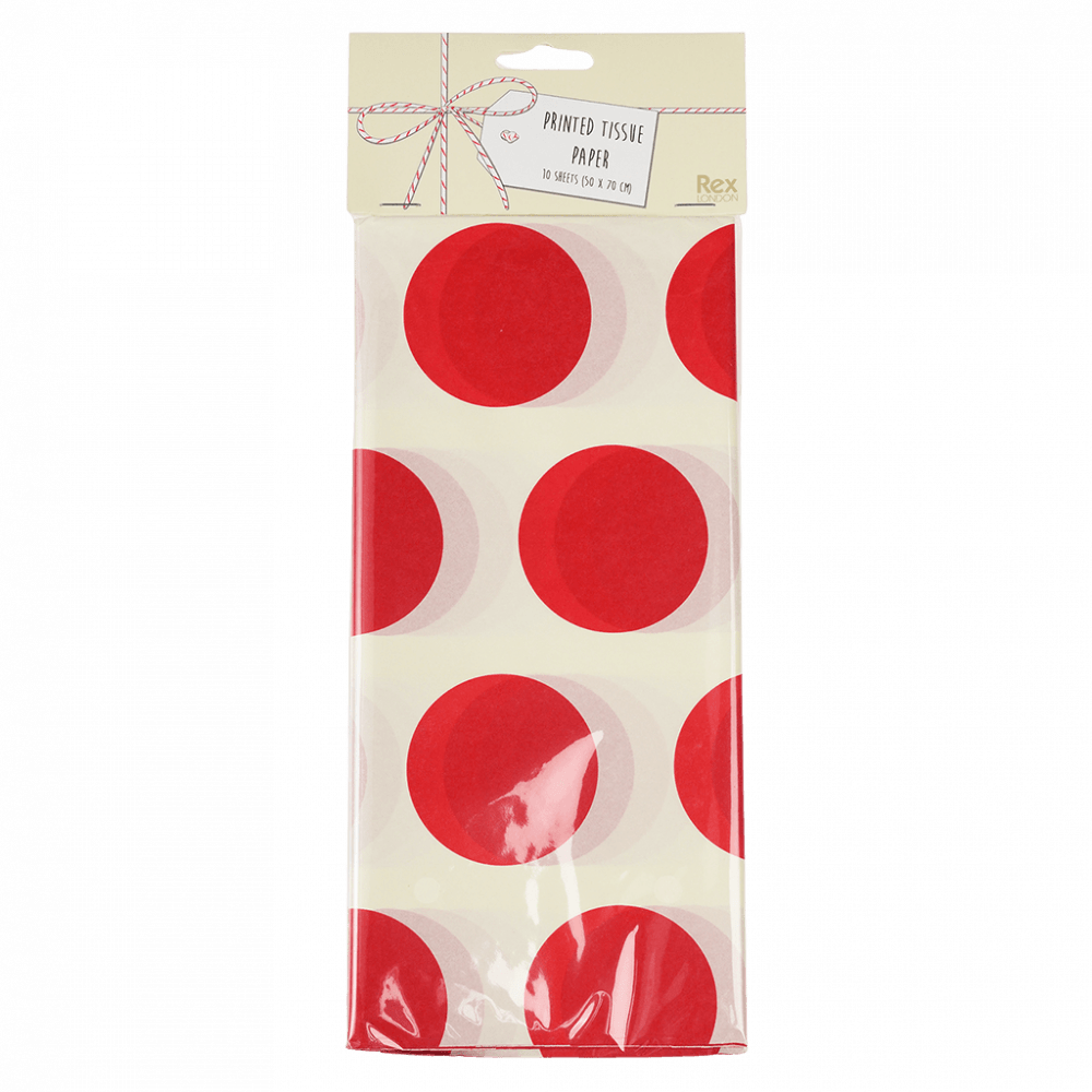 Red On White Spotlight Tissue Paper (10 Sheets) | ﻿Rex London