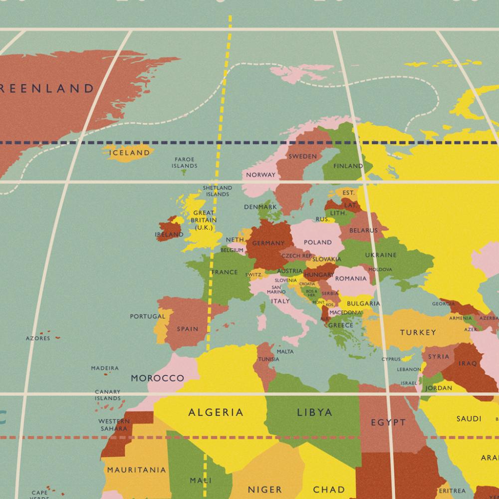 World Map Wrapping Paper (5 Sheets) | ﻿Rex London