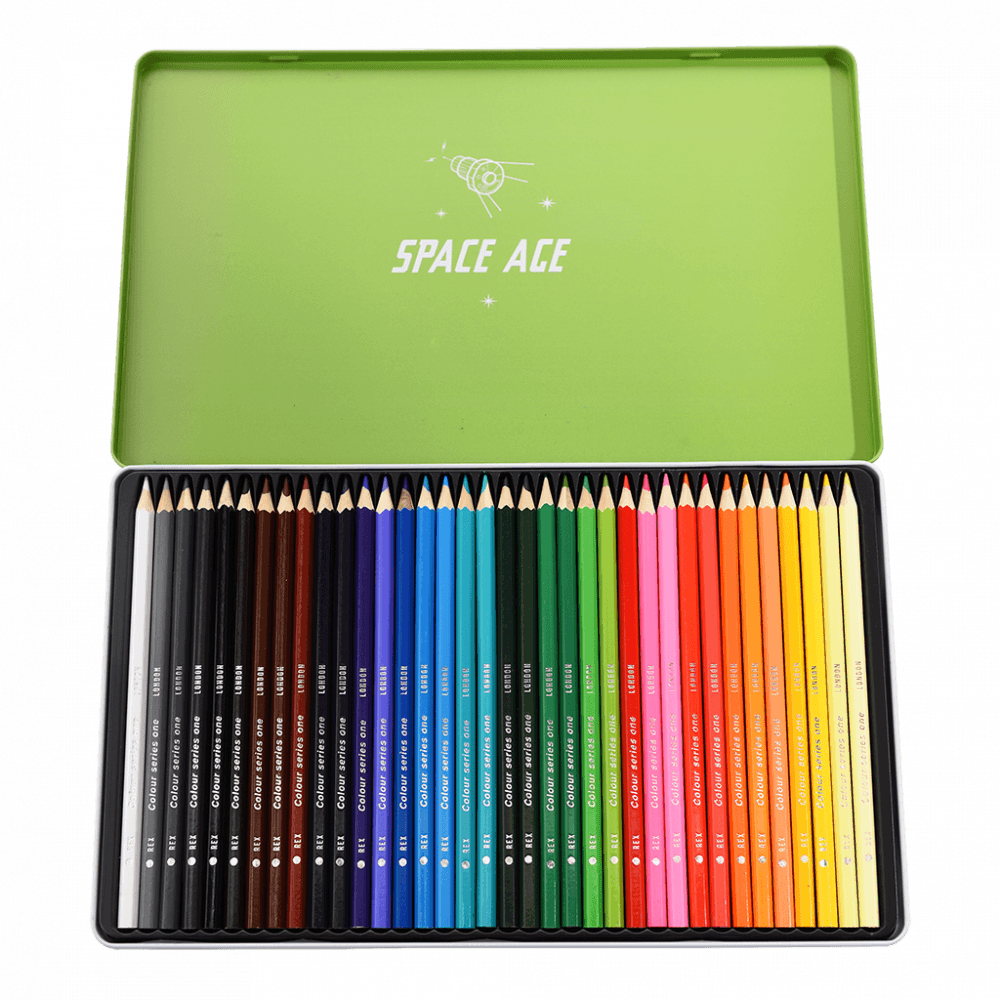 Space Age 36 Colouring Pencils In A Tin | ﻿Rex London