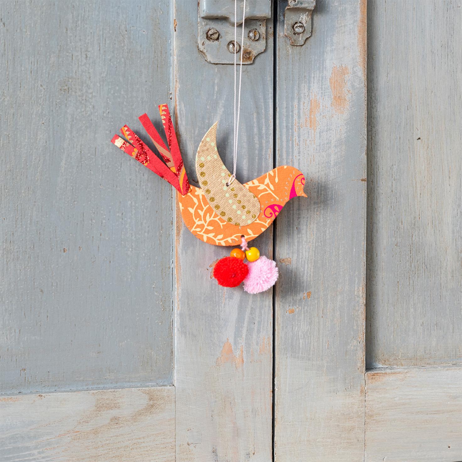 Hanging Paper Bird Decorations With Pom-Poms (set Of 3) | ﻿Rex London